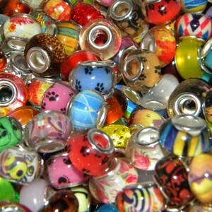 NEW 200/pc Large Hole European Beads Lot Mix Random Picked High Quality ...
