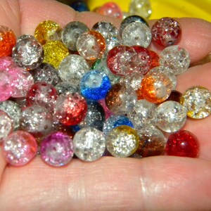 New 100/pc Glass Mixed Round Beads Lot 8mm Ombre Glass Crackle Beads ...