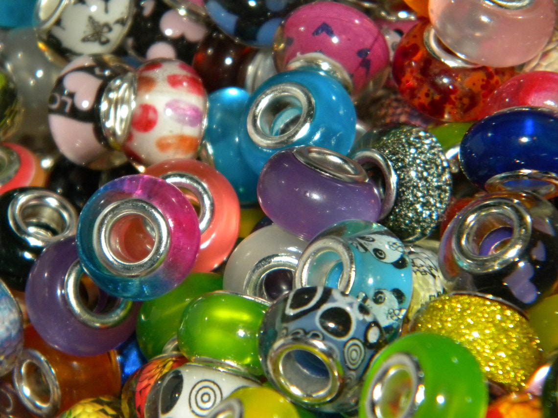 NEW 50/pc Large Hole European Beads Lot Mixed Random Picked - Etsy