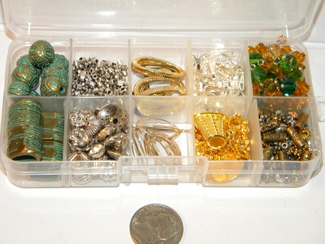 NEW 1/bx (10 Compartments) Mixed Findings and Spacer Beads Metal ...