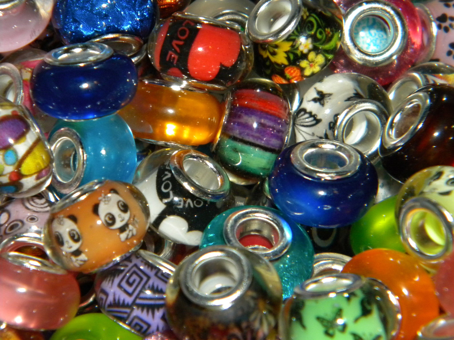 NEW 100/pc Large Hole European Beads Lot Mixed Random Picked - Etsy