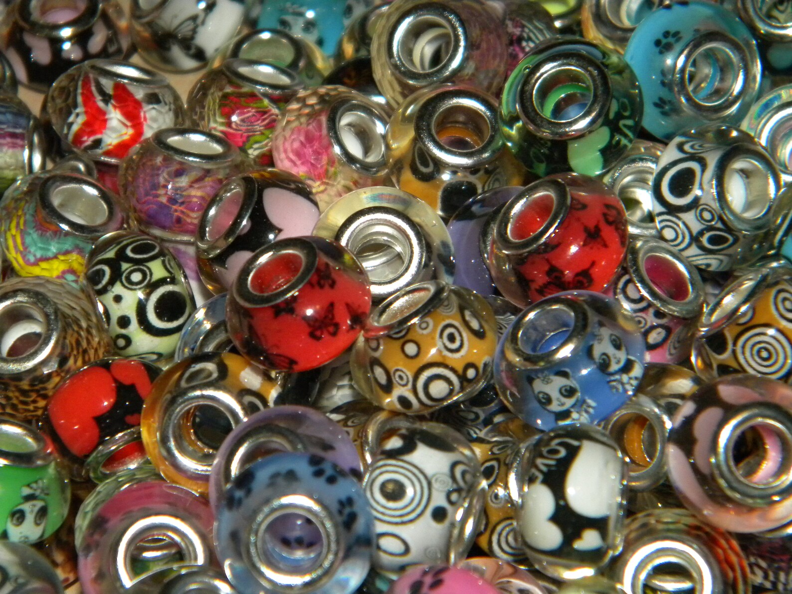 NEW 100/pc Large Hole European Beads Lot Mixed Random Picked - Etsy