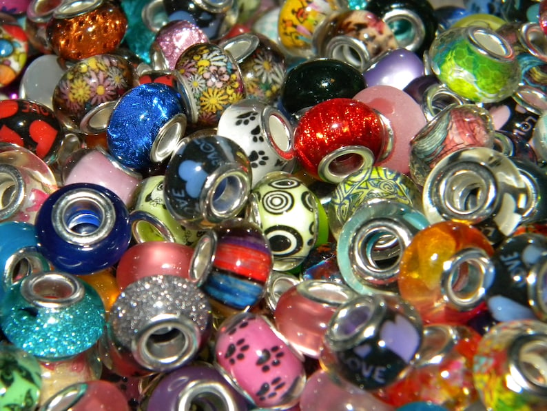 NEW 400/pc Large Hole European Beads Lot Mixed Random Picked - Etsy