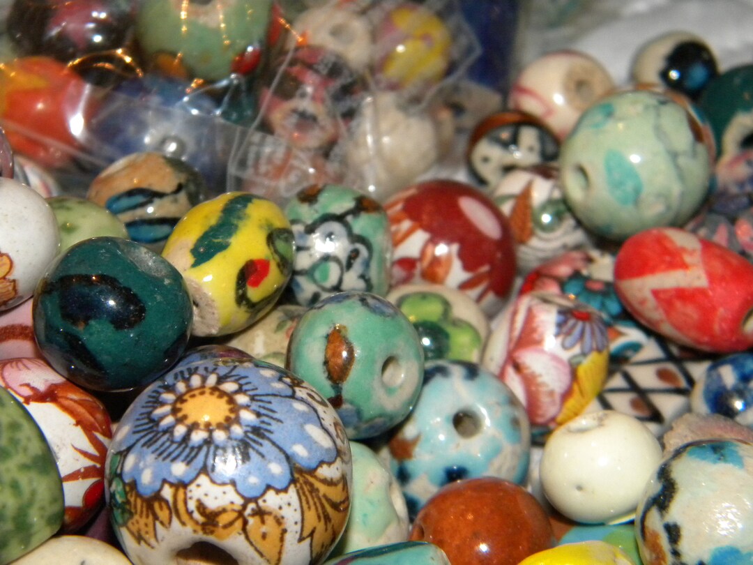 1 Pound Clay Porcelain Ceramic Mixed Beads 8-20mm Random Pick Colors ...