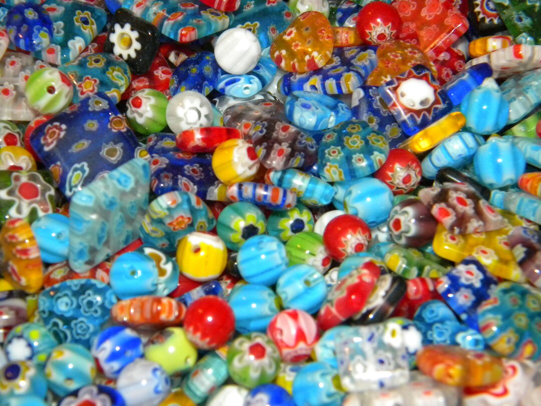 NEW 50/pc Millefiori Glass Mixed Colors & Shaped Beads Lot 6mm-20mm ...