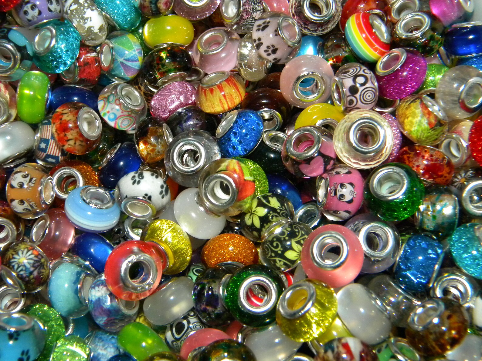 NEW 100/pc Large Hole European Beads Lot Mixed Random Picked High ...