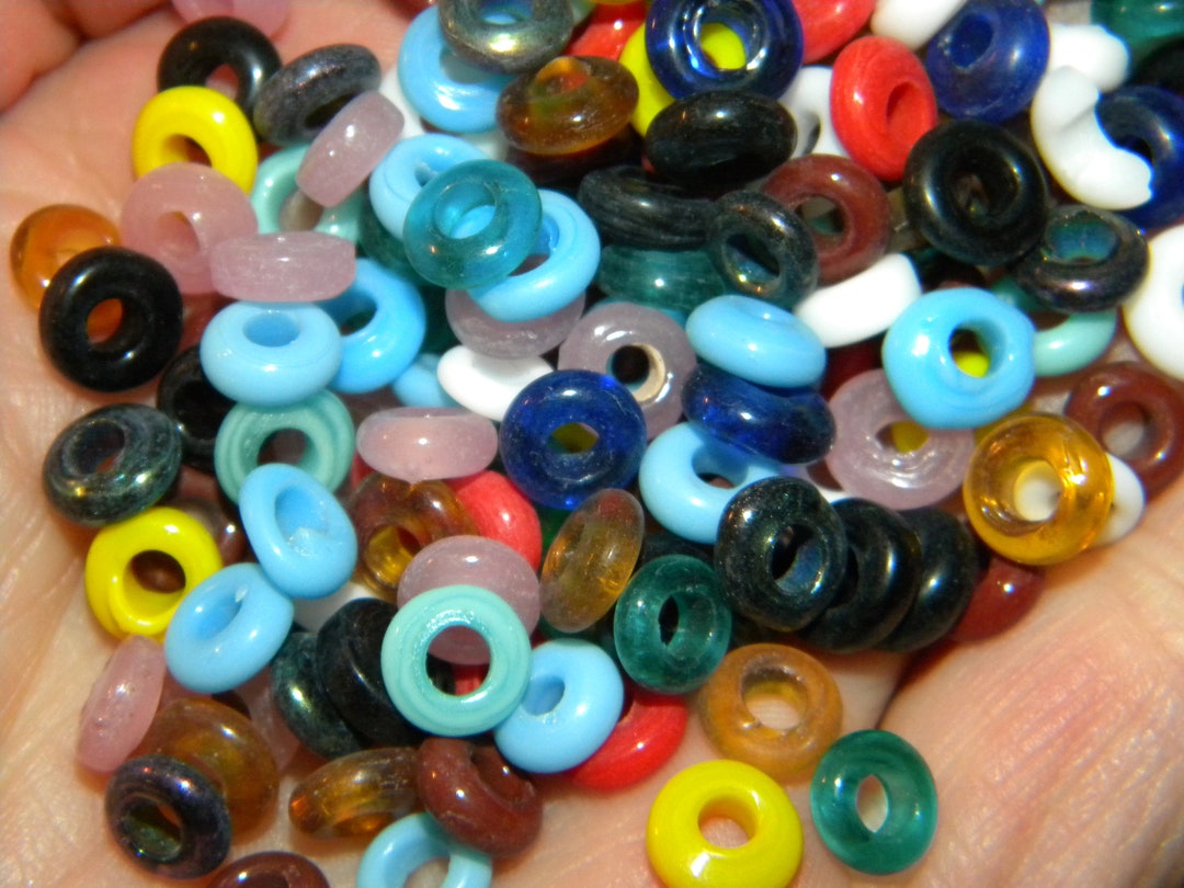 New 100/pc Glass Mixed Round Disc Ring Shaped Beads Lot 2x6mm Solid ...