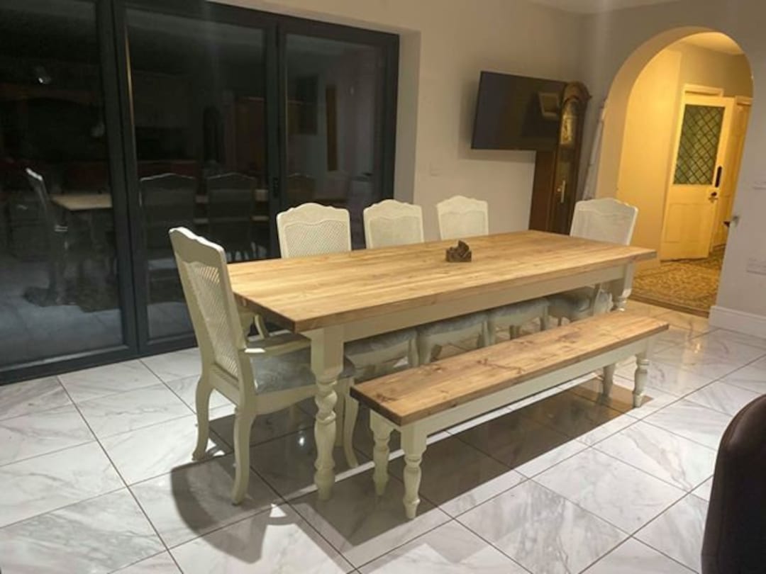 Narrow 6ft X 2ft or 2.5ft Kitchen dining Farmhouse Table Plus 2 Benches. Any Size up to 6ft X 2.5ft. Chairs Are NOT Included. Etsy