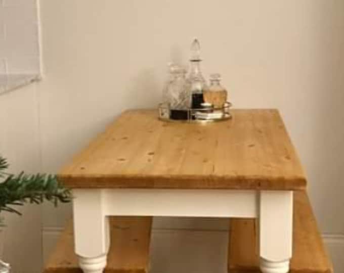 Rustic Narrow Farmhouse Table - Handcrafted Solid Wood Dining Furniture ...
