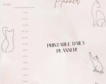 Digital Cute Cat Daily Planner (downloadable and Printable) - Etsy