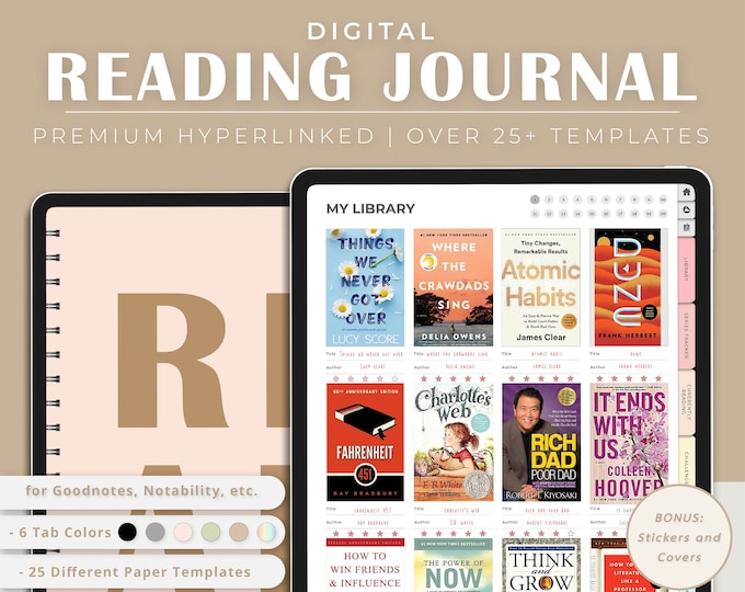 Digital Reading Journal Reading Planner Digital Reading Log - Etsy