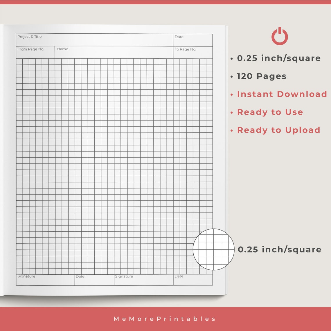 Lab Graph Paper Template no Bleed Design 8.5x11, KDP Interior Template ...
