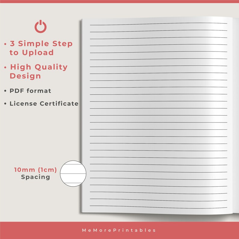 Blank Lined Pages (no Bleed Design) - 8.5"x11" and 6"x9", KDP Interior ...