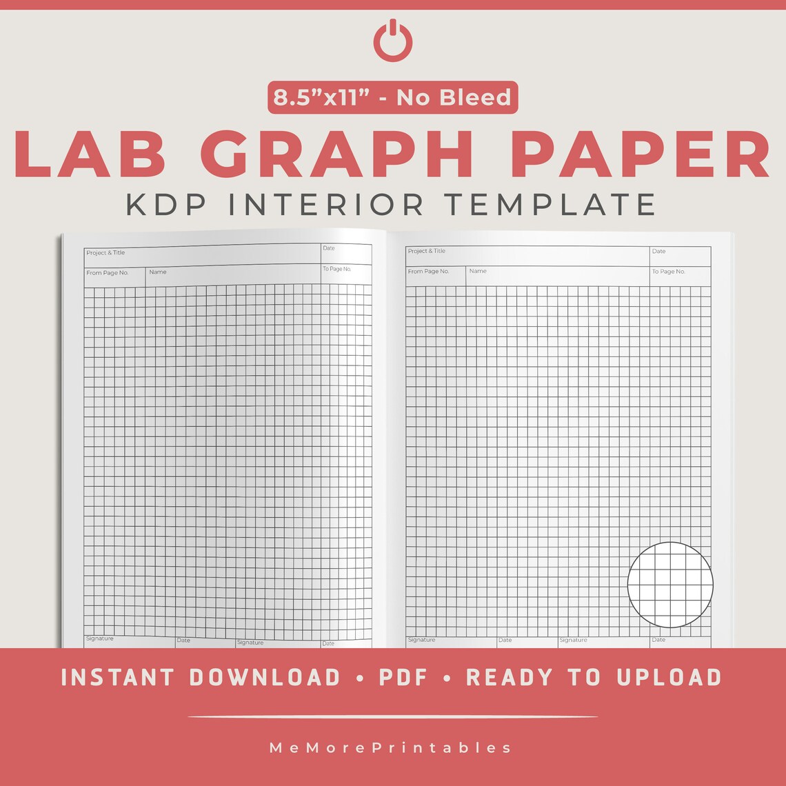 Lab Graph Paper Template no Bleed Design 8.5x11, KDP Interior Template ...