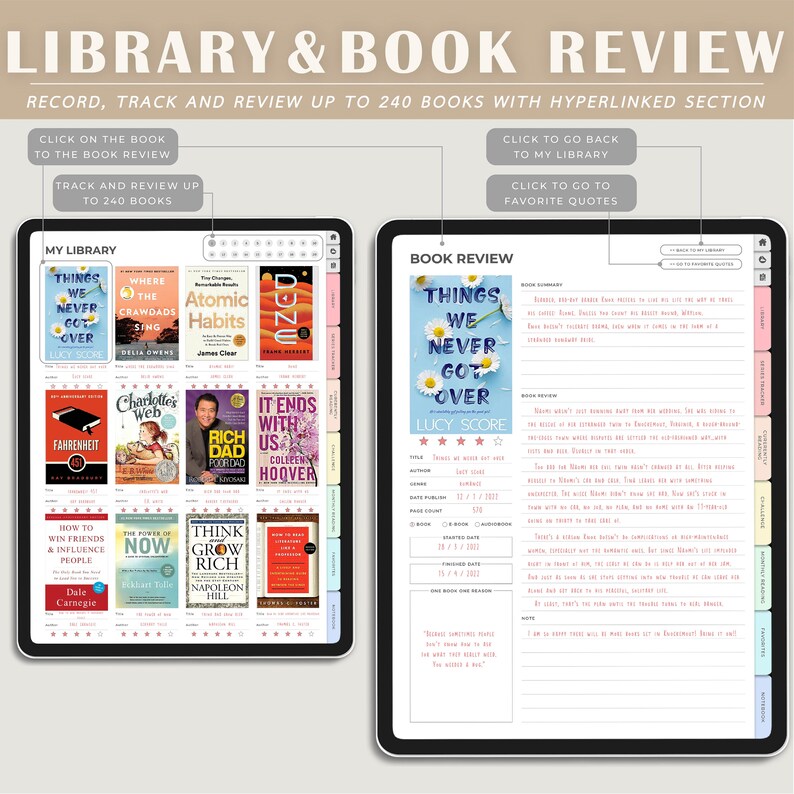 Digital Reading Journal, Reading Planner Digital, Reading Log and Book ...