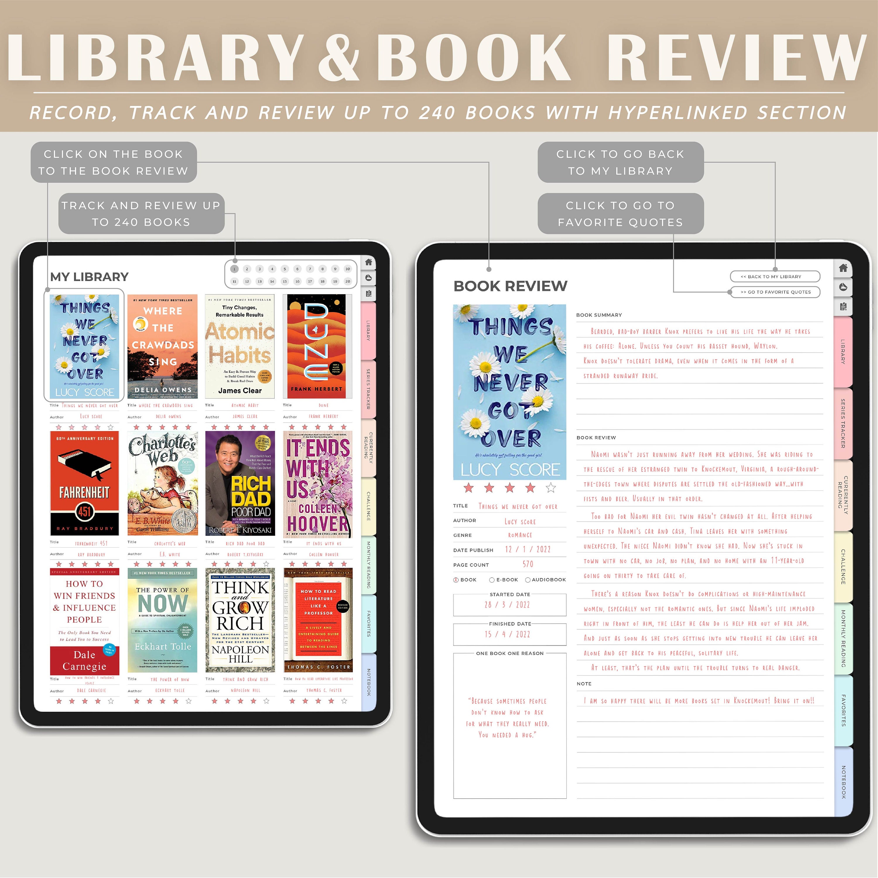 Digital Reading Journal, Reading Planner Digital, Reading Log and Book ...