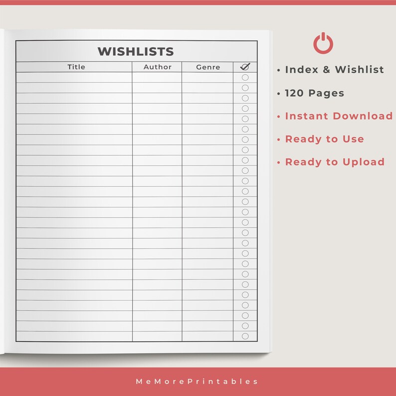 Reading Journal Template no Bleed Design | Etsy