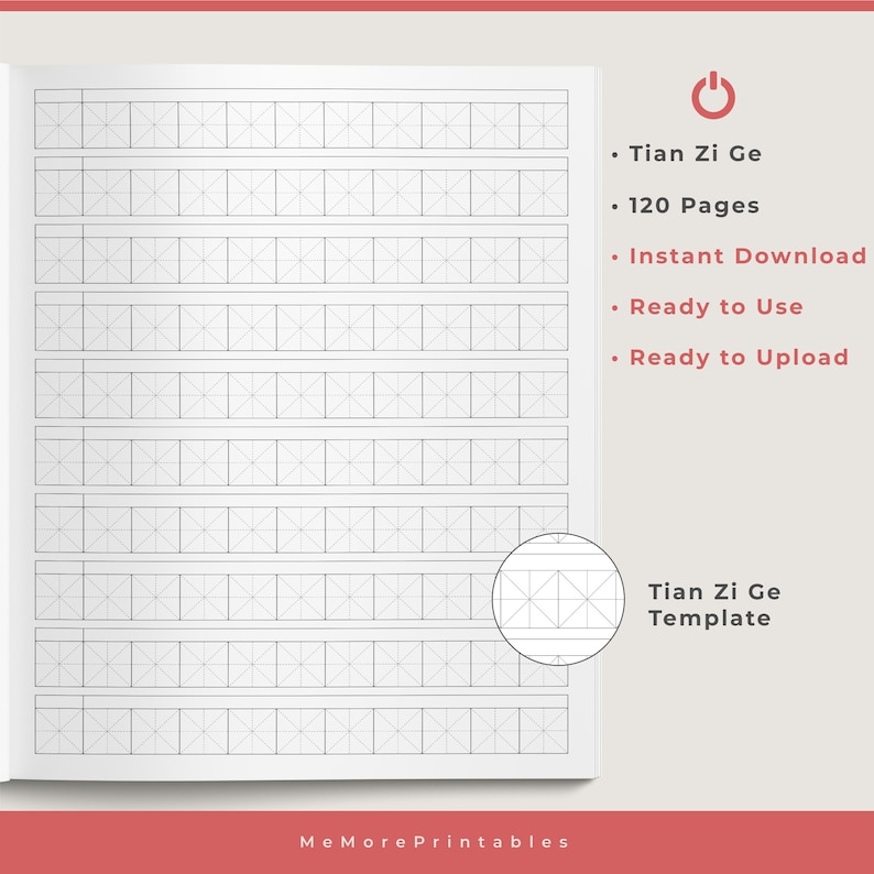 Chinese Writing Practice Template - (no Bleed Design) - (8.5"x11"), KDP ...