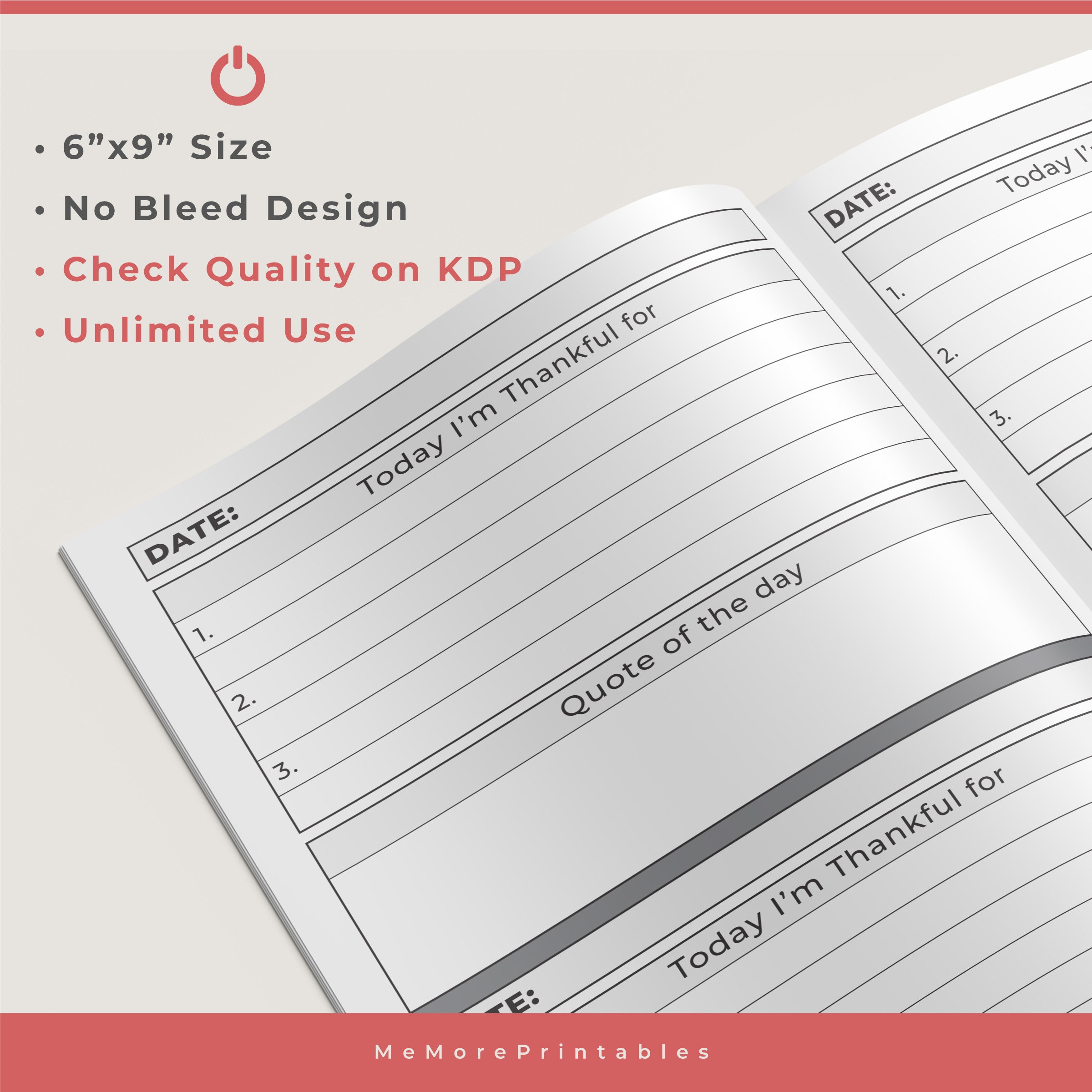 Gratitude Journal no Bleed Design 6x9 KDP - Etsy Singapore