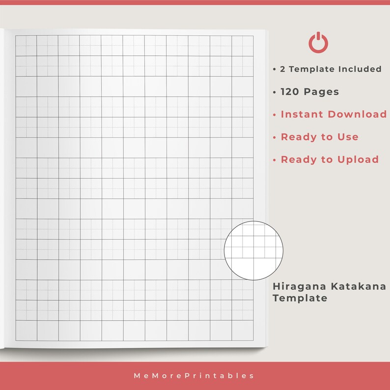 Japanese Writing Practice Template no Bleed Design | Etsy