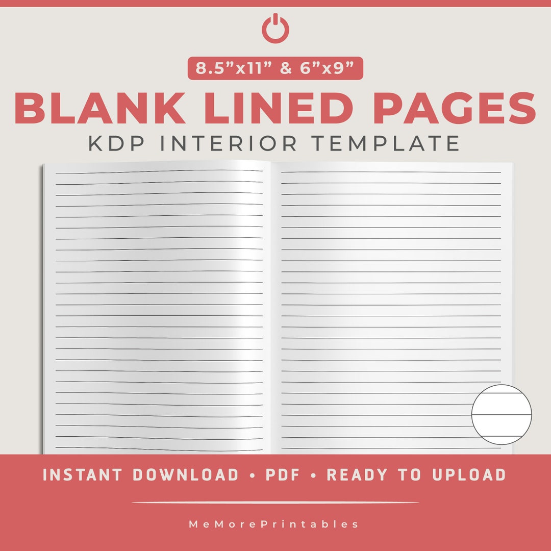 Blank Lined Pages (no Bleed Design) - 8.5"x11" and 6"x9", KDP Interior ...