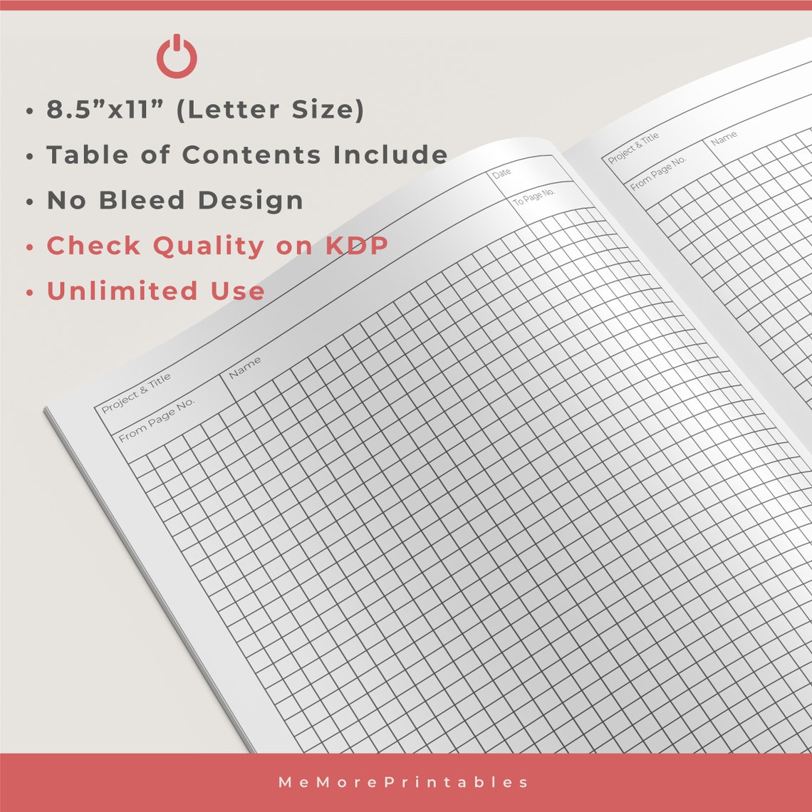 Lab Graph Paper Template no Bleed Design 8.5x11, KDP Interior Template ...