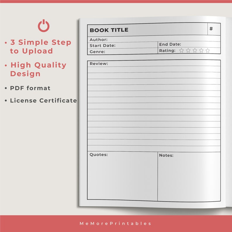 Reading Journal Template no Bleed Design - Etsy