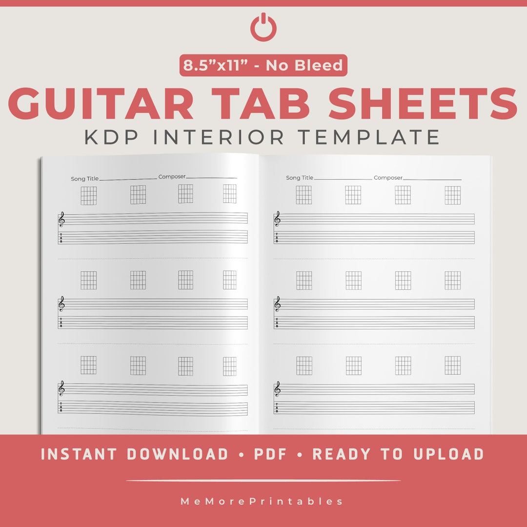 Guitar Sheet Music (no Bleed Design) - (8.5"x11"), KDP Interior ...