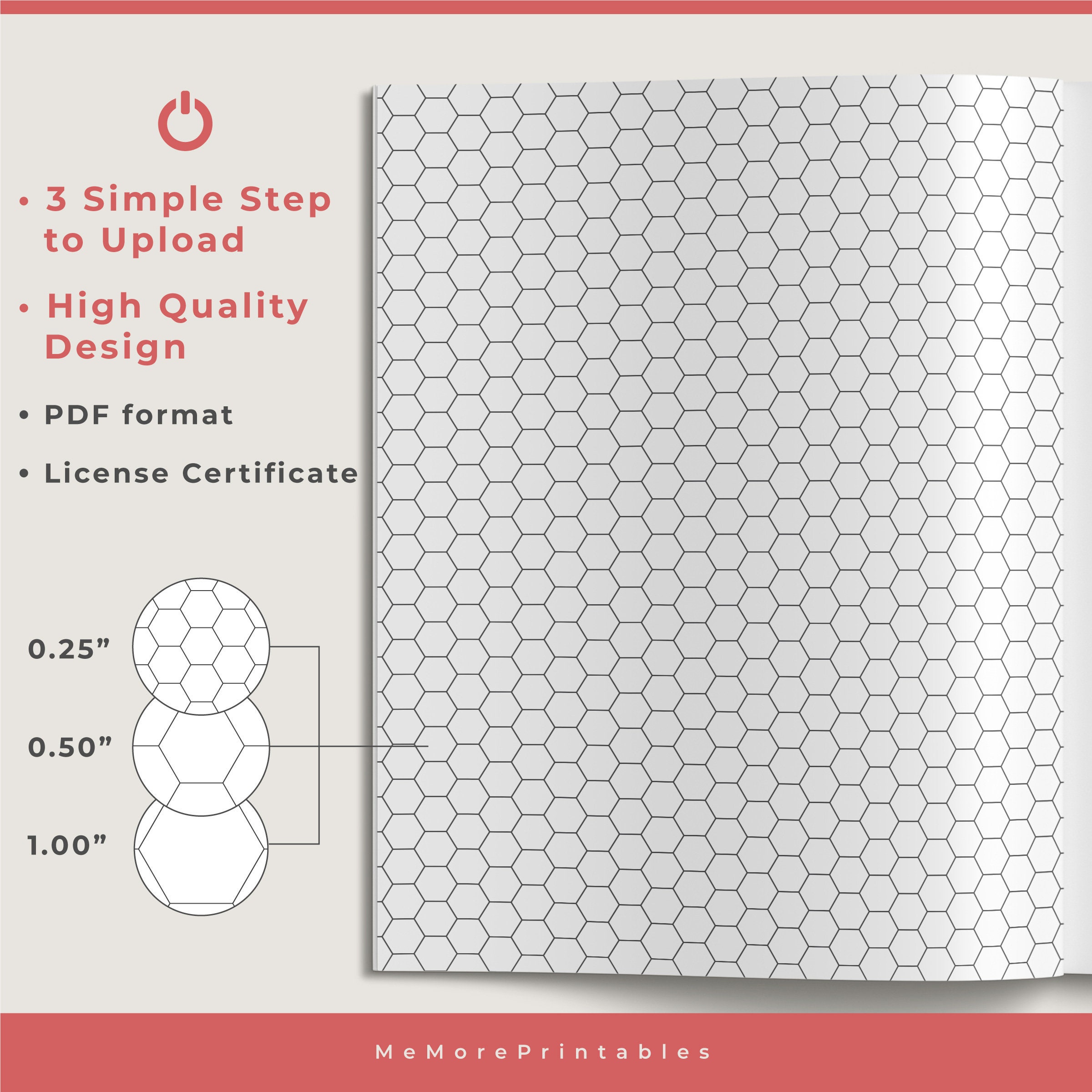 Hexagon Graph Paper (bleed Design) - 8.5"x11", KDP Interior Template ...