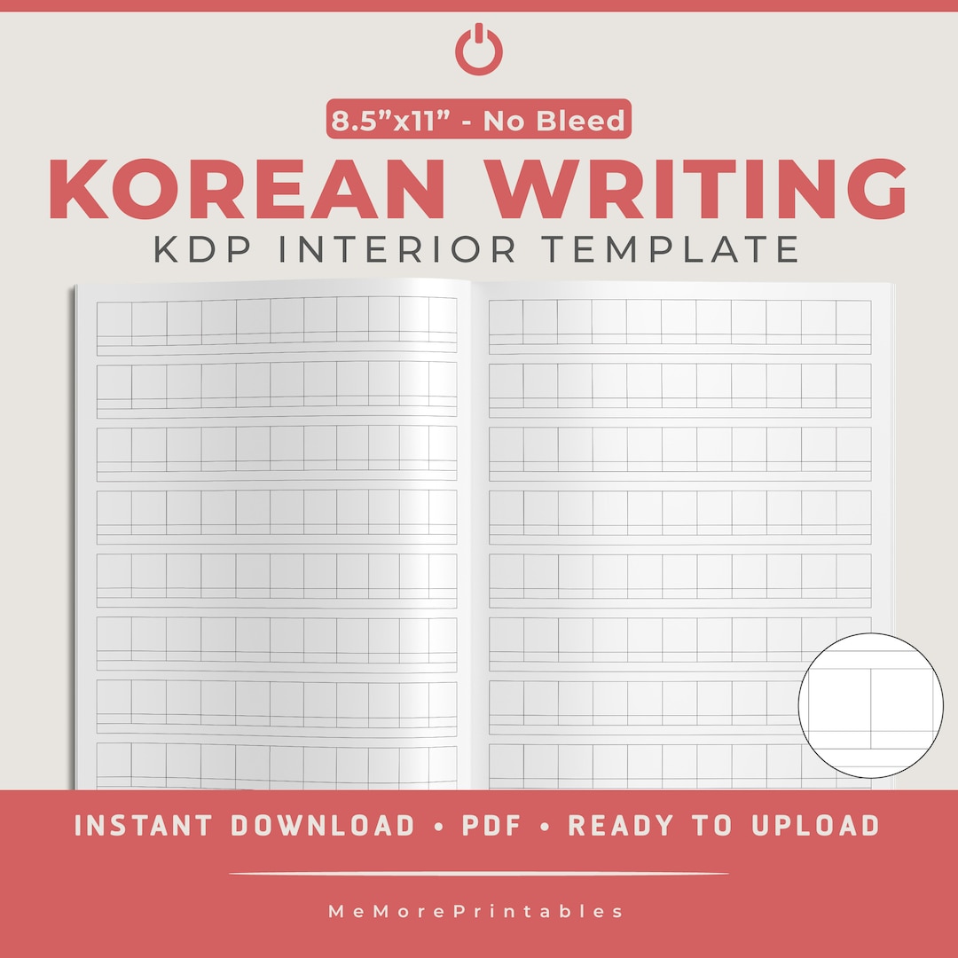 Korean Writing Practice Template - (no Bleed Design) - (8.5"x11"), KDP ...