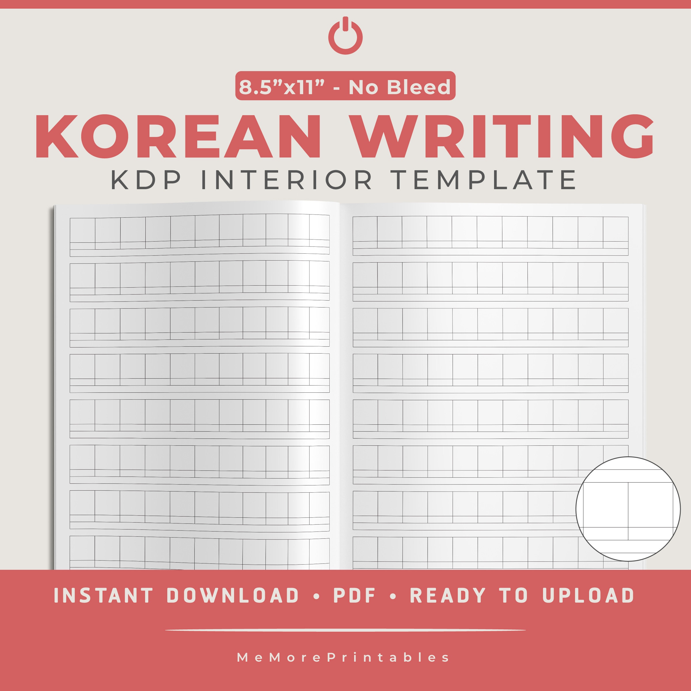 Korean Writing Practice Template - (no Bleed Design) - (8.5"x11"), KDP ...