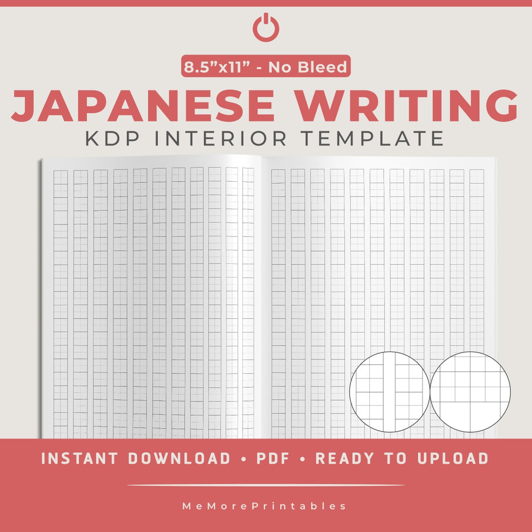 Japanese Writing Practice Template - (no Bleed Design) - (8.5"x11 ...