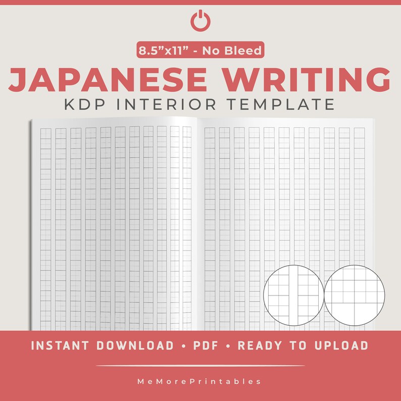 Japanese Writing Practice Template no Bleed Design - Etsy