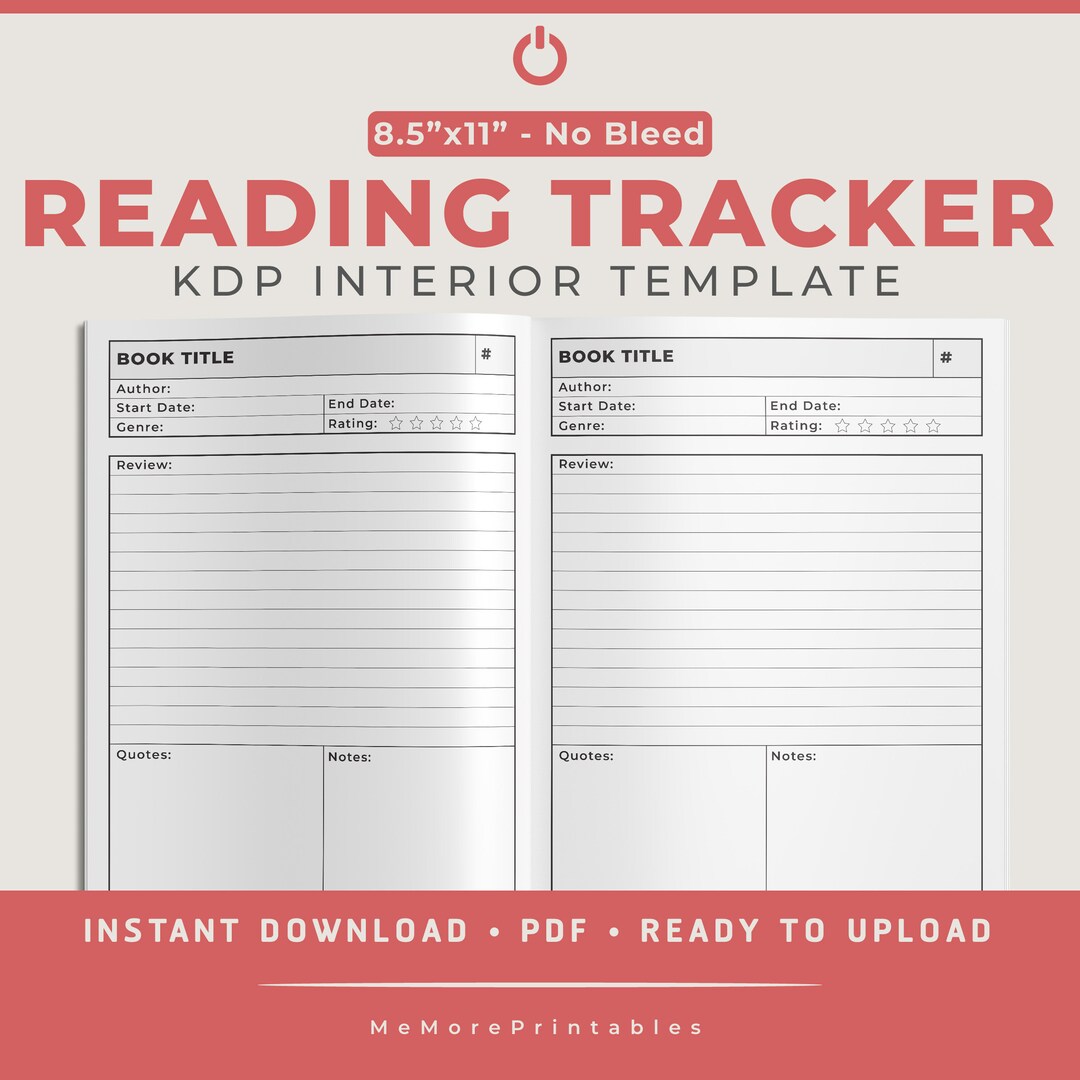 Reading Journal Template - (no Bleed Design) - (8.5"x11"), KDP Interior ...