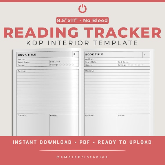 Reading Journal Template no Bleed Design | Etsy