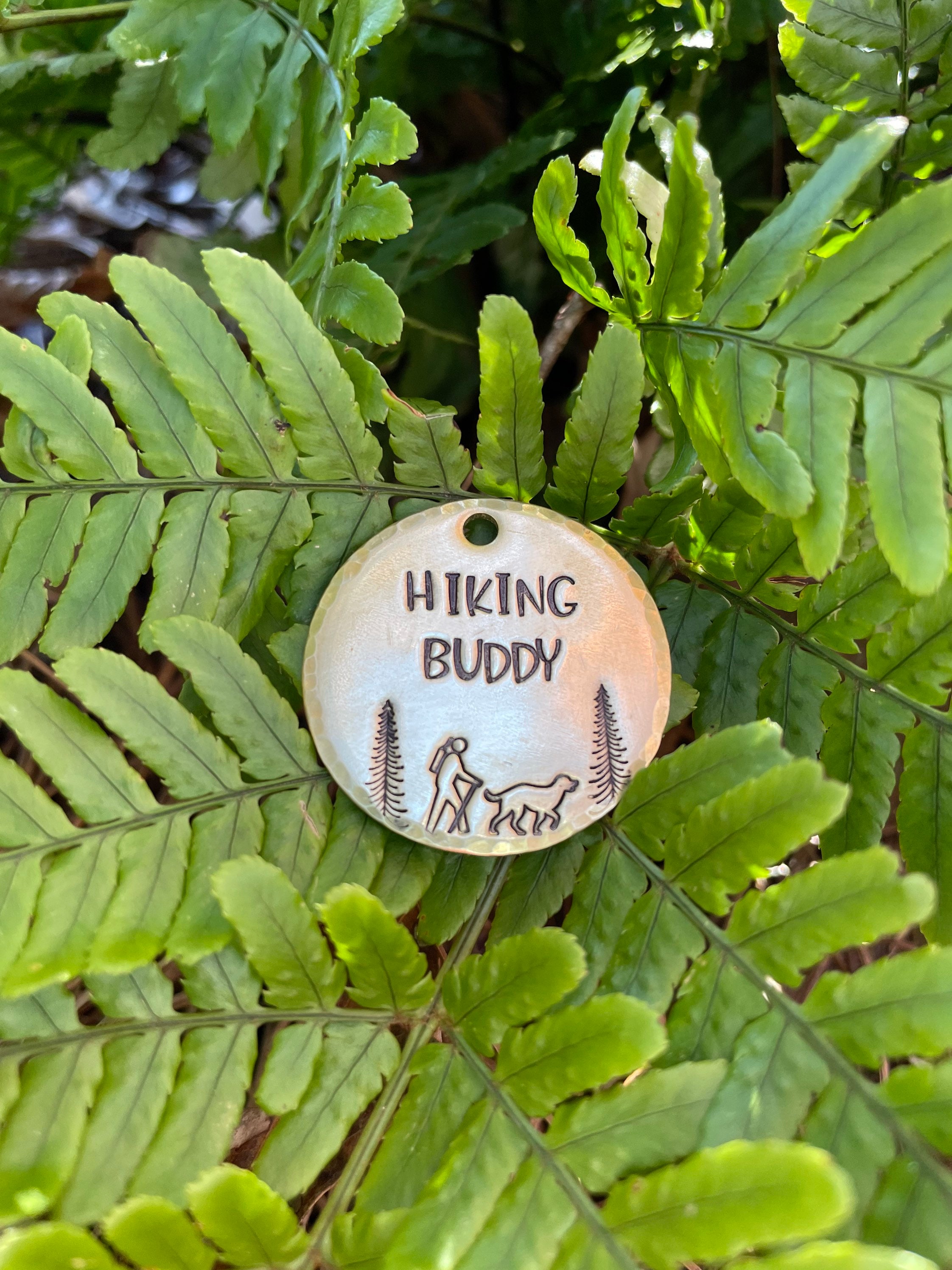 Rustic Dog Tags for Dogs - Hiking Buddy Tag, Paws, Hand Stamped, Hand ...