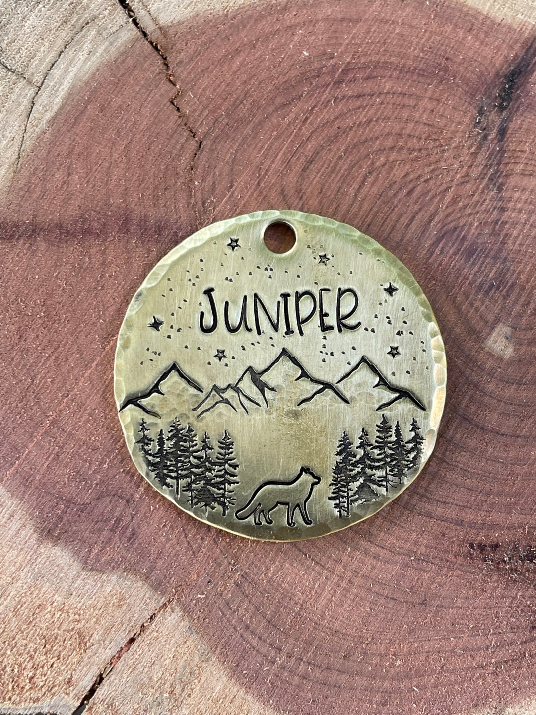 Rustic Dog Tags for Dogs Mountains and Nature Design - Forest Fox ...