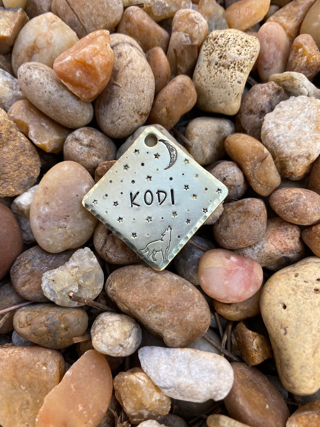 Rustic Dog Tags for Dogs Mountains and Nature Design / Wolf Moon ...