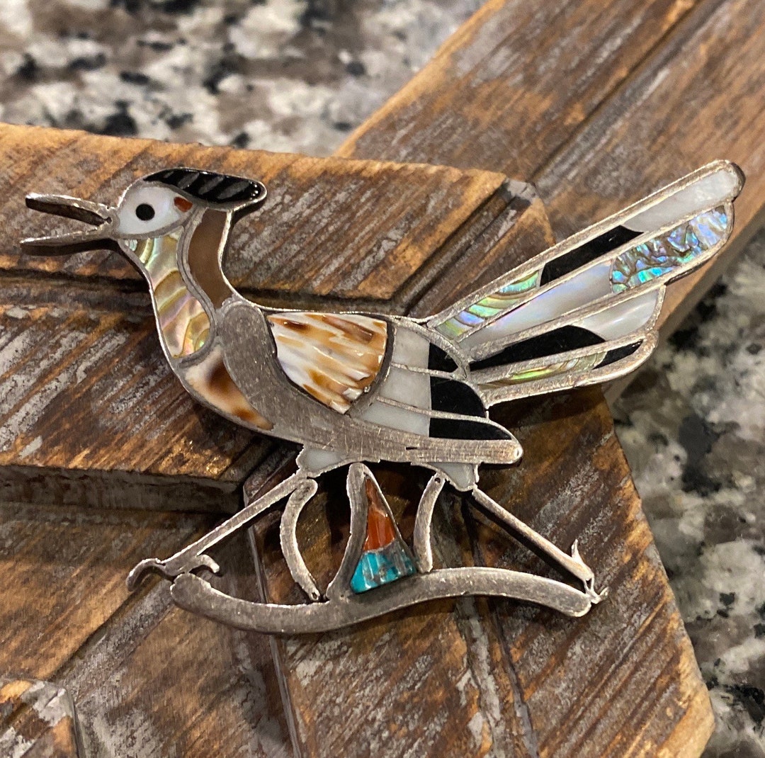 Authentic Native American Large Multi-stone Roadrunner - Etsy UK