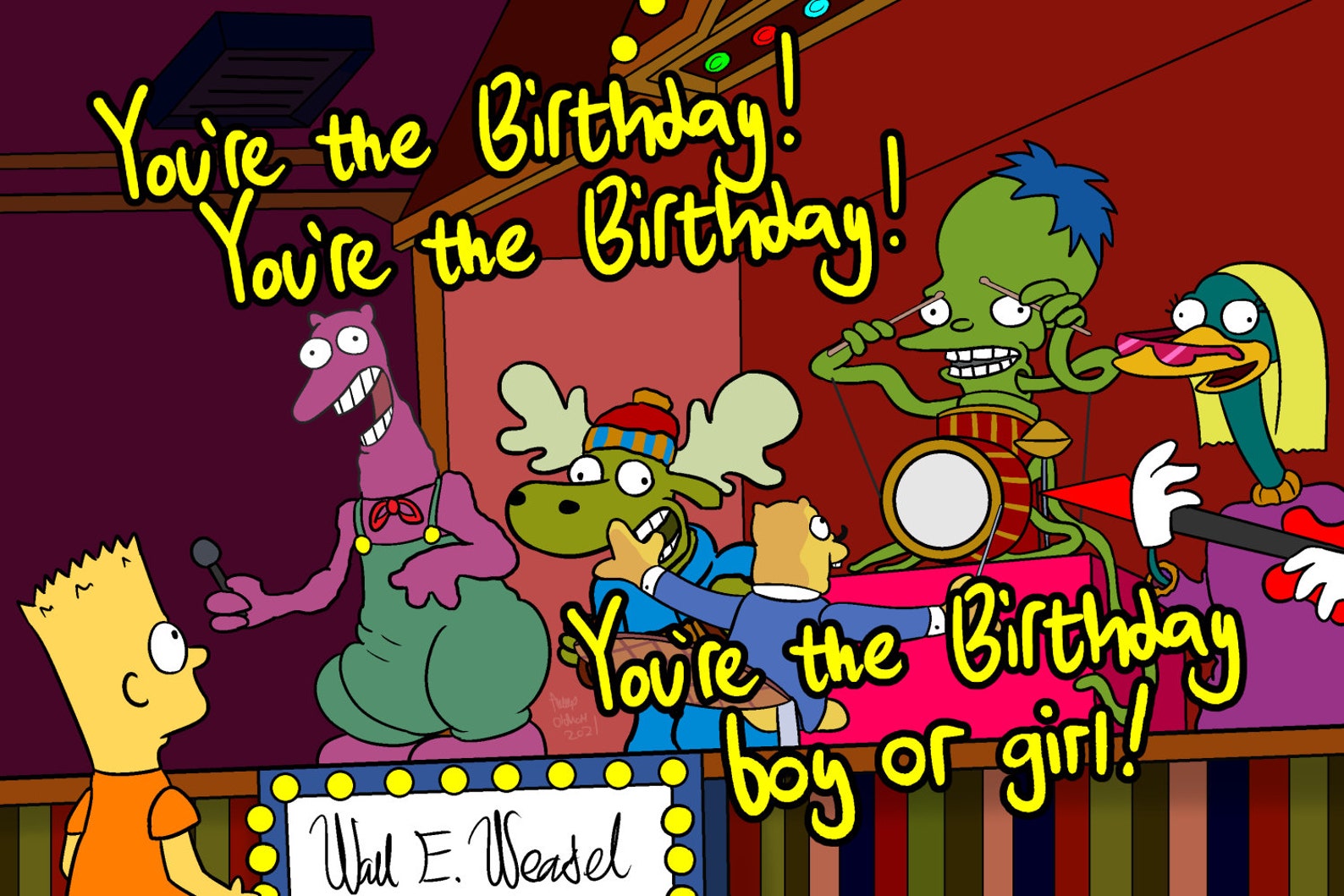You're The Birthday Boy or Girl Bart and Wall E. Weasel | Etsy