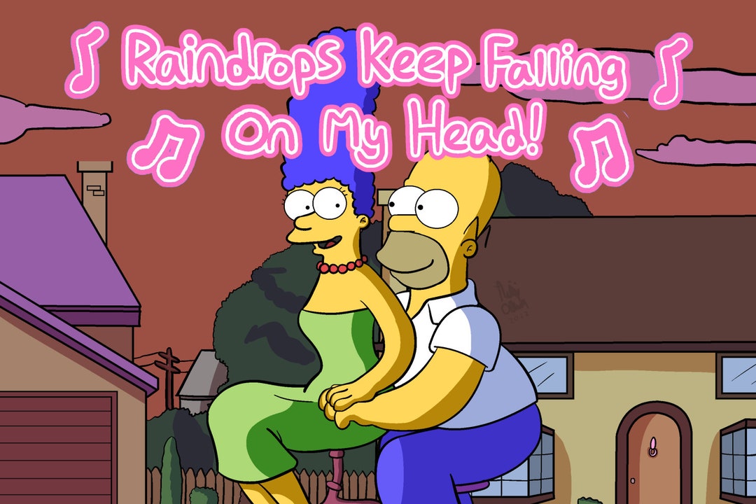 Homer and Marge Raindrops Keep Falling Simpsons Inspired Valentine's Day Card - Etsy