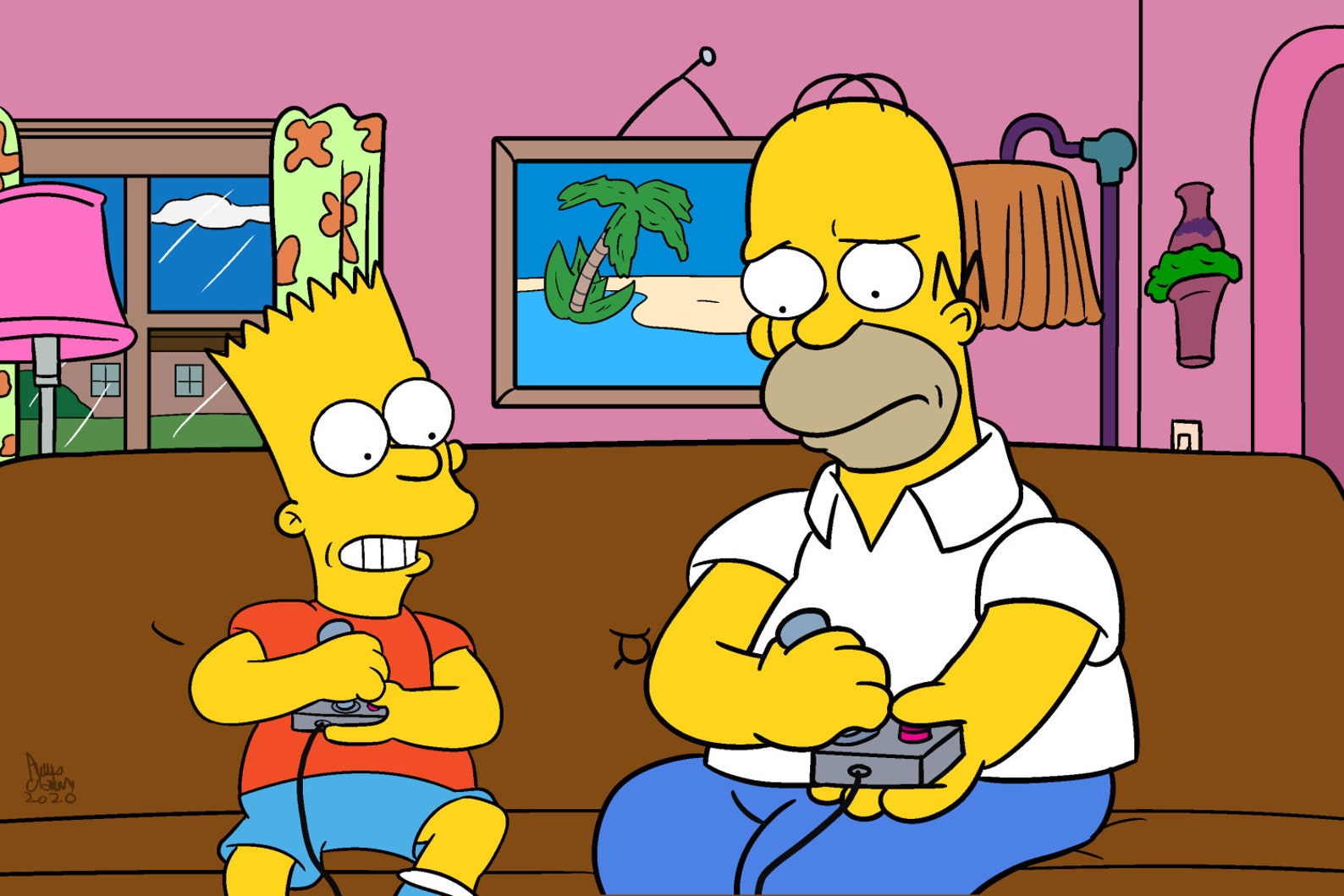 Homer and Bart Gaming - the Simpsons Inspired Father's Day Card - Etsy