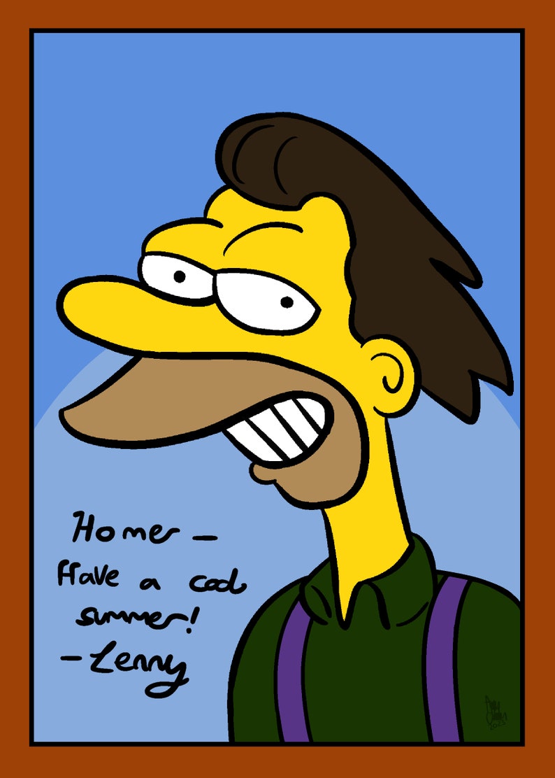 Lenny Portrait - the Simpsons Inspired Funny Art Print - Etsy