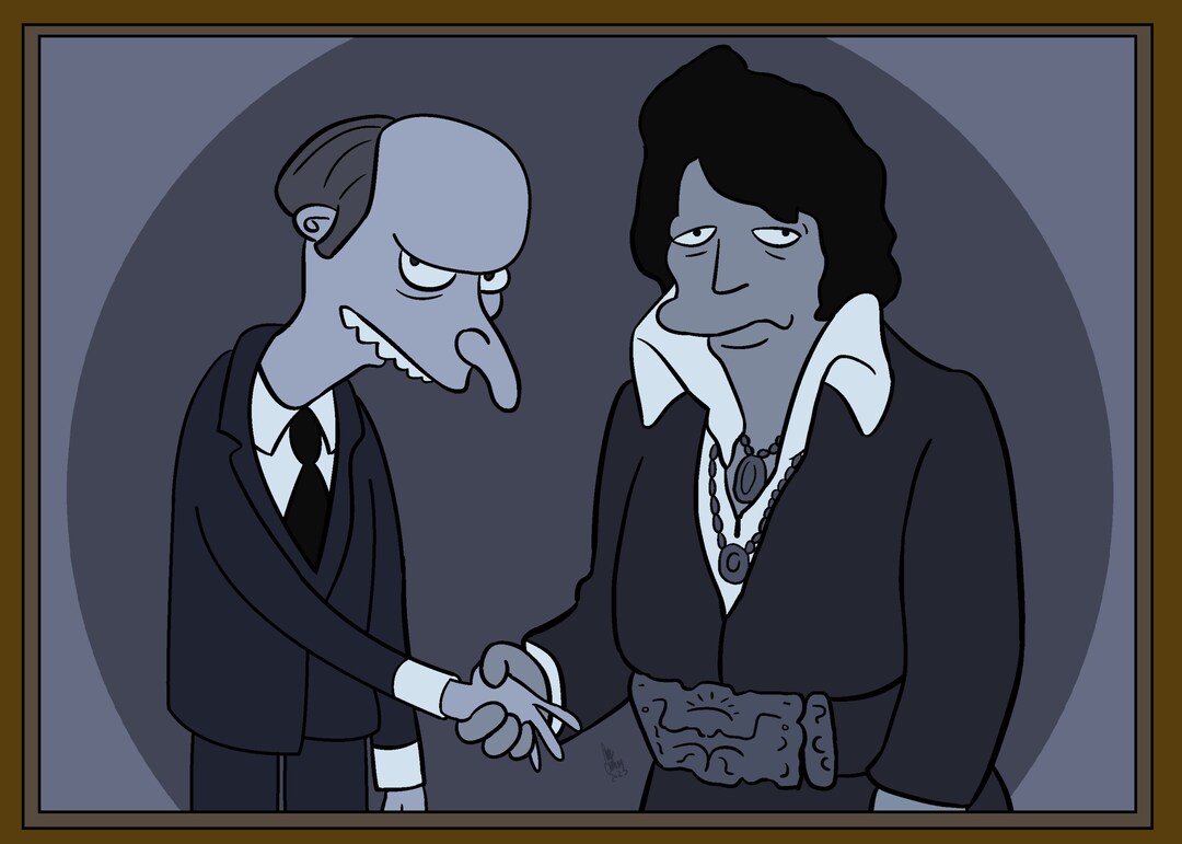 Mr Burns and Elvis - the Simpsons Inspired Cartoon Art Print - Etsy