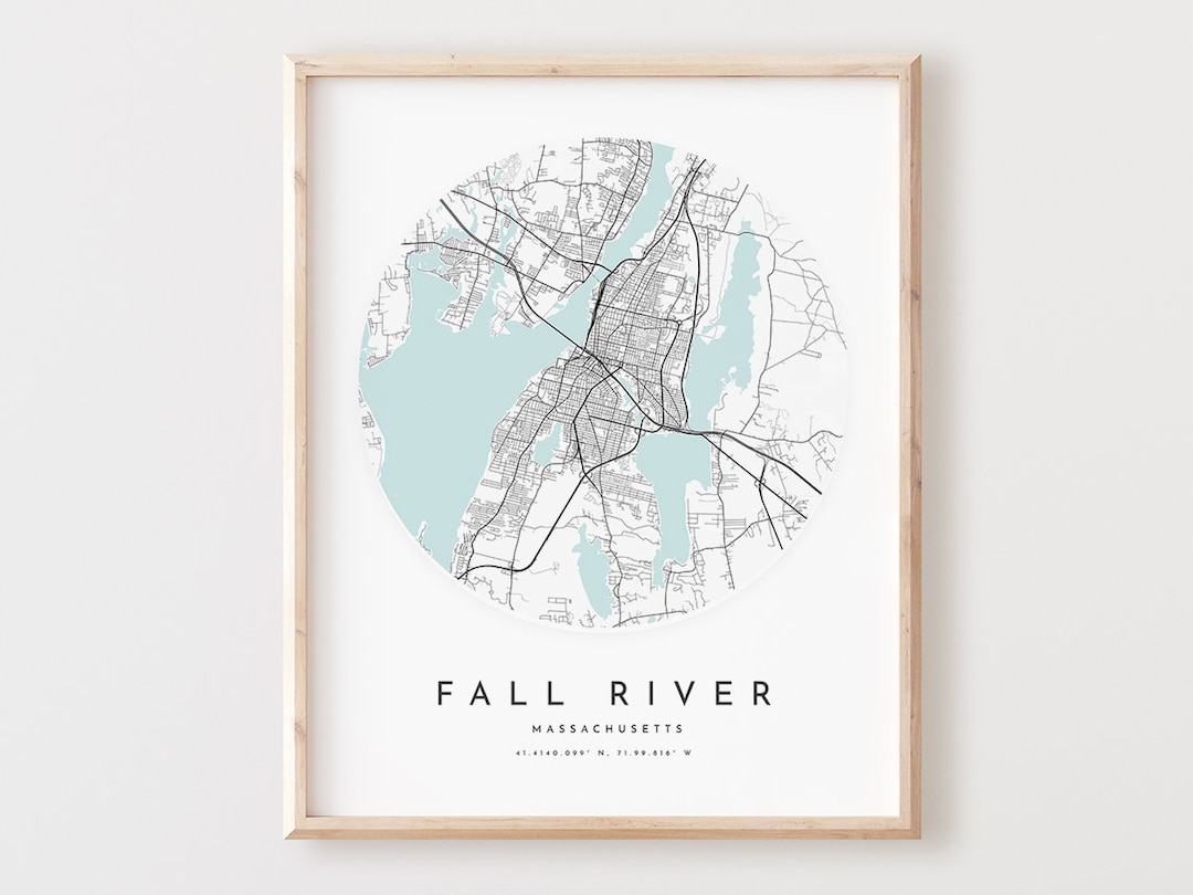 Fall River Map Print Fall River Map Poster City Wall Art Ma - Etsy