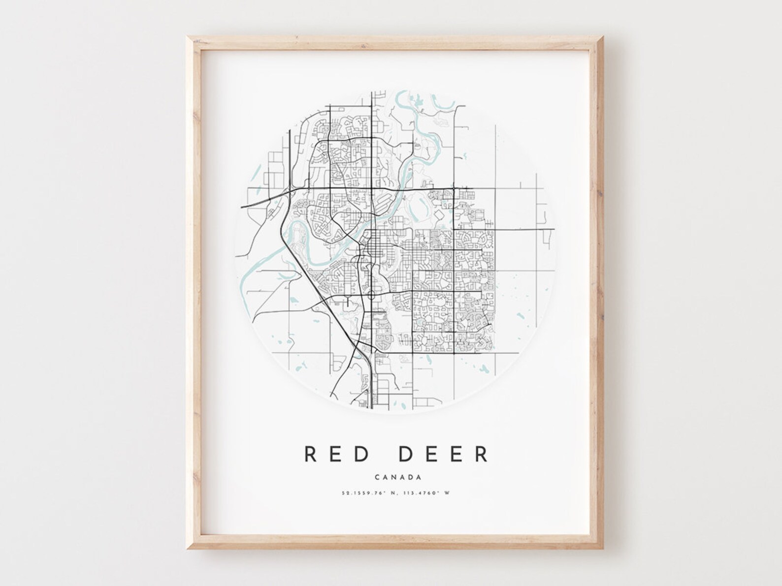 Red Deer Map Print, Red Deer Map Poster City Wall Art, Red Deer Road ...