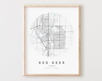 Red Deer Map Poster - Etsy