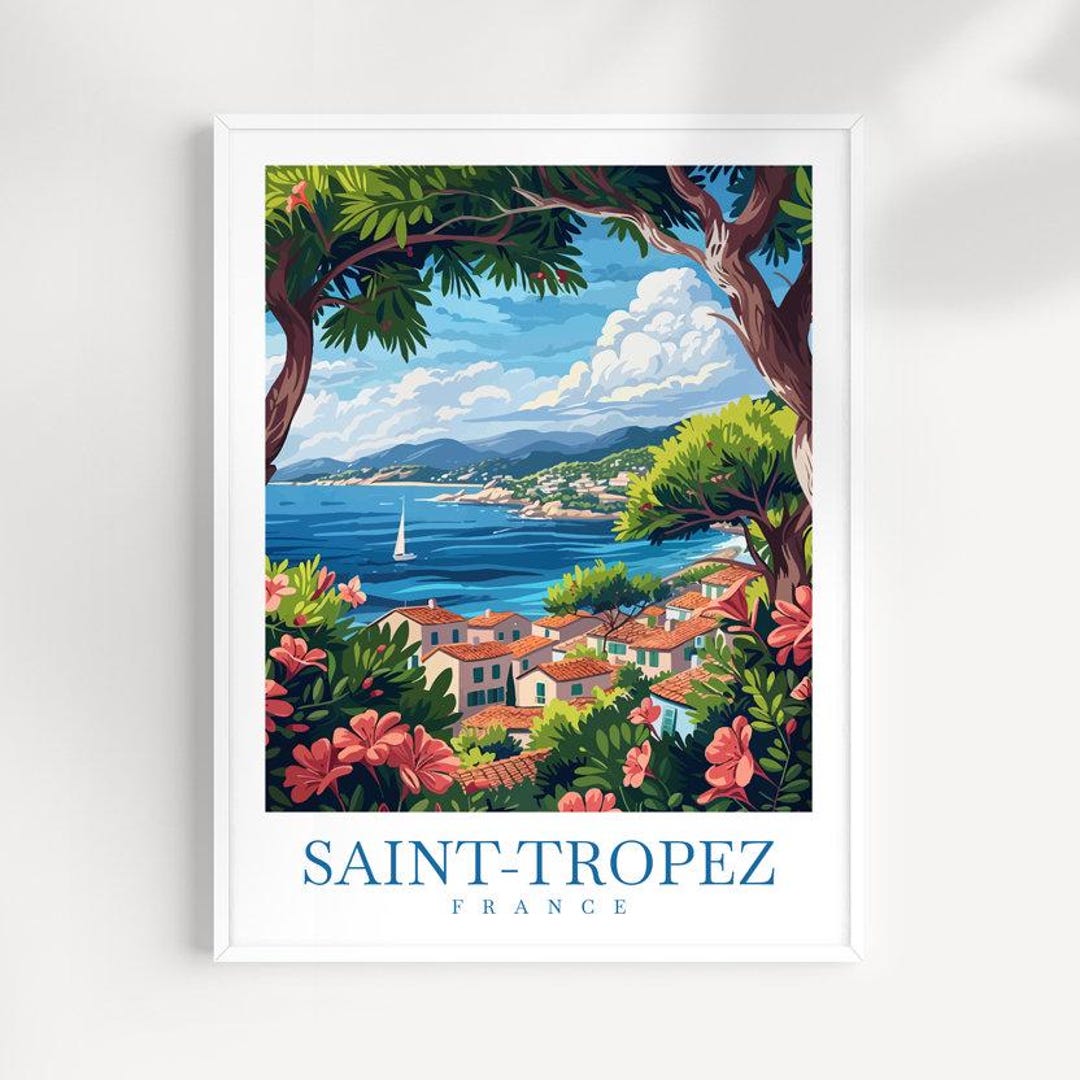Saint-tropez Print Saint-tropez Home Decor Cityscape Art Print Saint-tropez Wall Art Travel ...