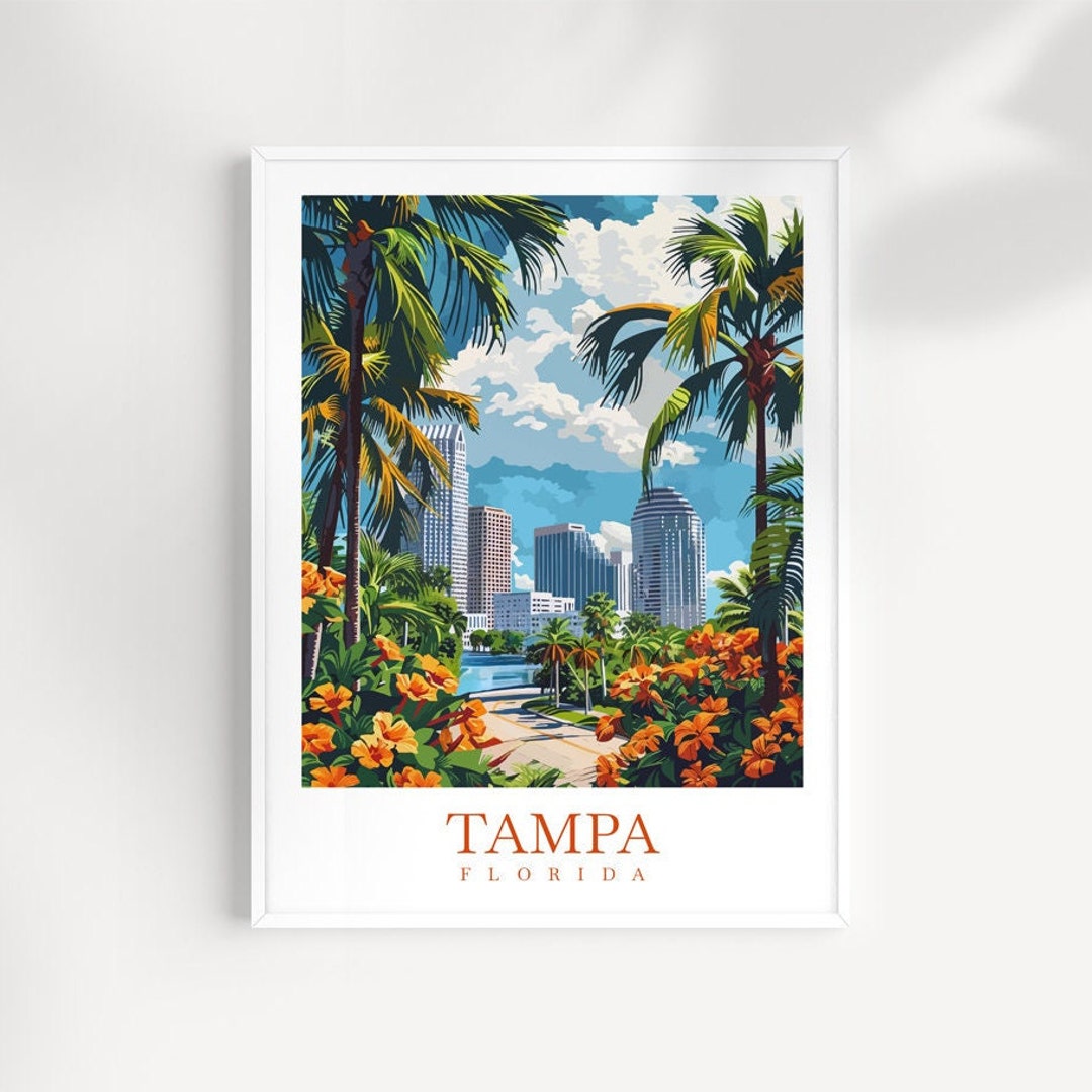 Tampa Florida Travel Print: City Skyline Wall Art - Etsy
