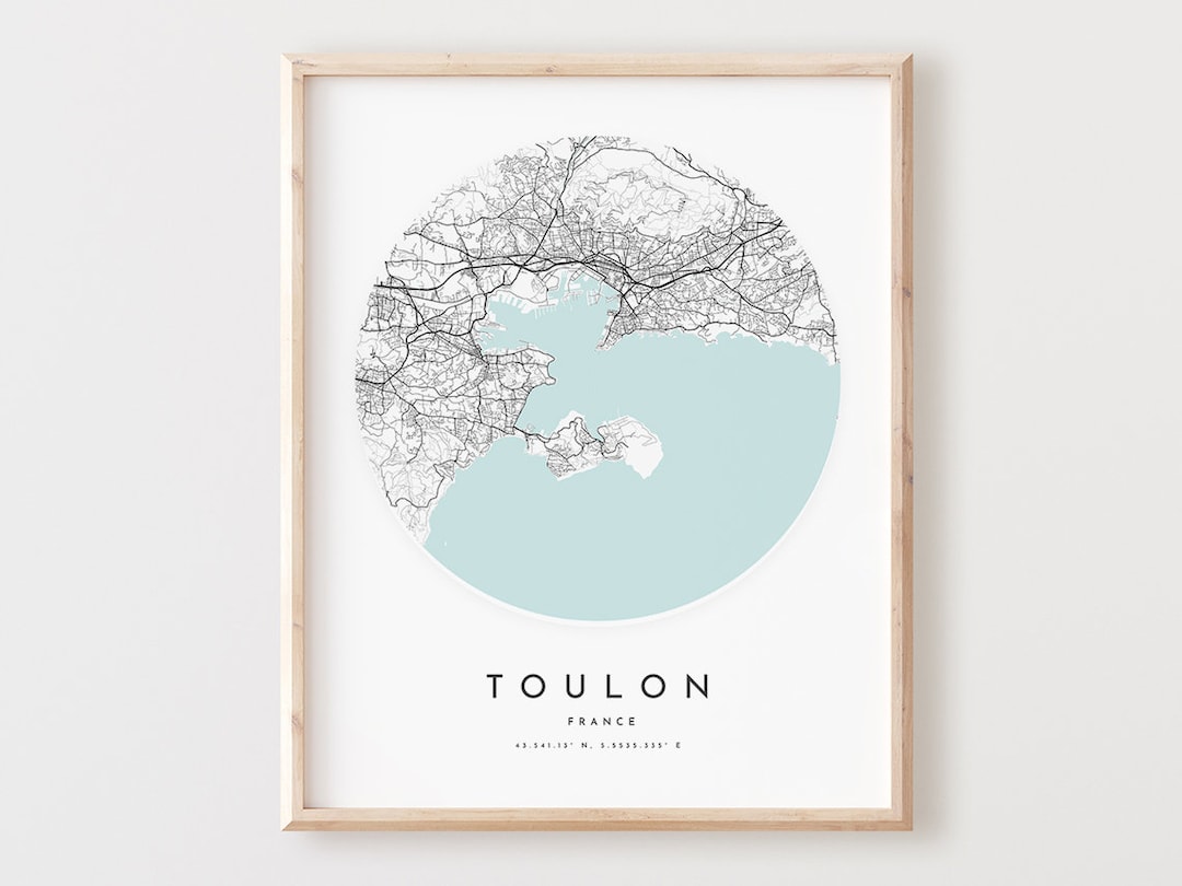 Toulon Map Print, Toulon Map Poster City Wall Art, Toulon Road Map ...